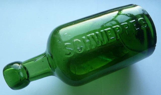 EMERALD GREEN SCHWEPPES dumpy seltzer water bottle C 1900s £10.00 ...