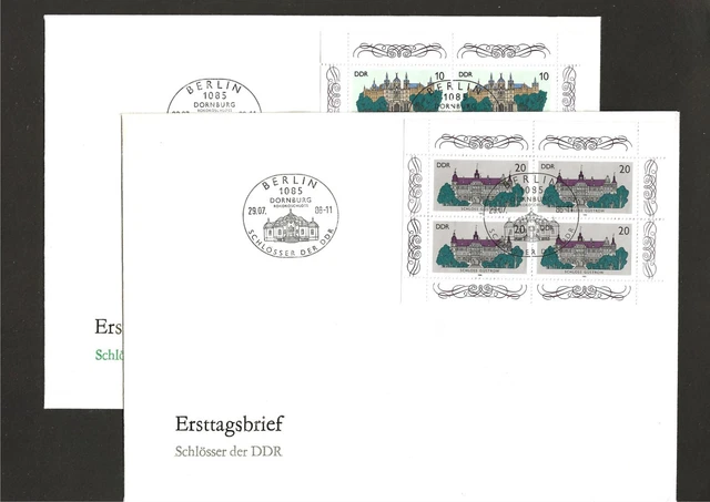 DDR GROSSFORMAT-FDC 1986, Schlösser, 2 Klb. 3032, 3033° EUR 5,90 ...