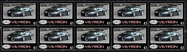 BUGATTI AUTO ICONS Strip Of 10 Vignette Stamps, Bugatti Veyron 4 $8.00 ...