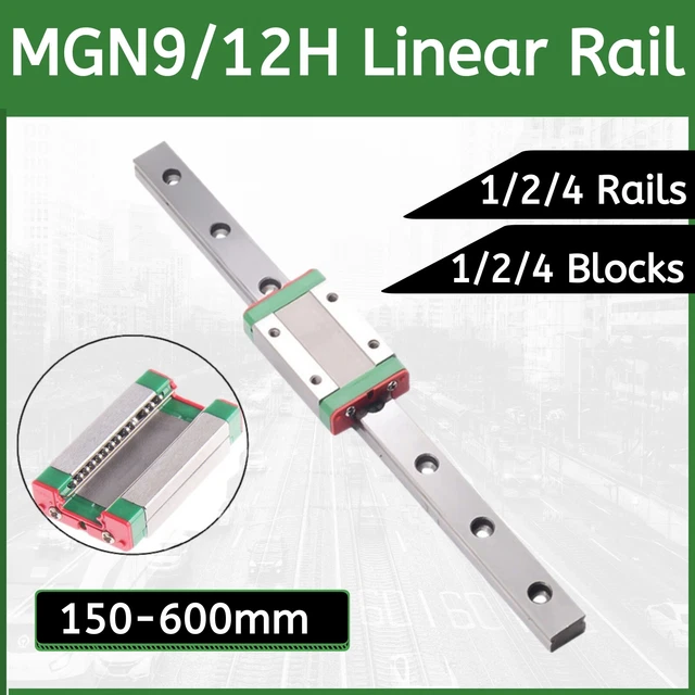 1/2/4PCS MGN9H MGN12H Miniature Linear Slide Rail Guide 150-600mm ...