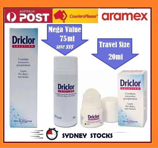 DRICLOR ANTIPERSPIRANT ROLL On Applicator Clinically Proven 20ml/75ml ...