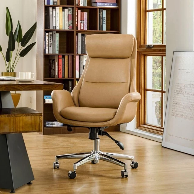 GLITZHOME PU LEATHER High Back Office Chair Ergonomic Swivel Computer ...