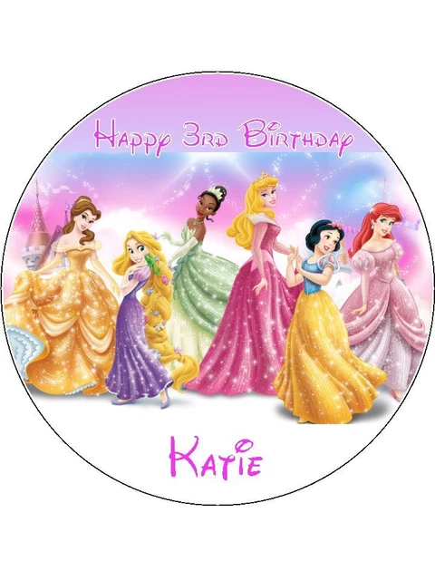 DISNEY PRINCESS 7.5& Round Personalised Edible Icing Cake Topper £5.25 ...