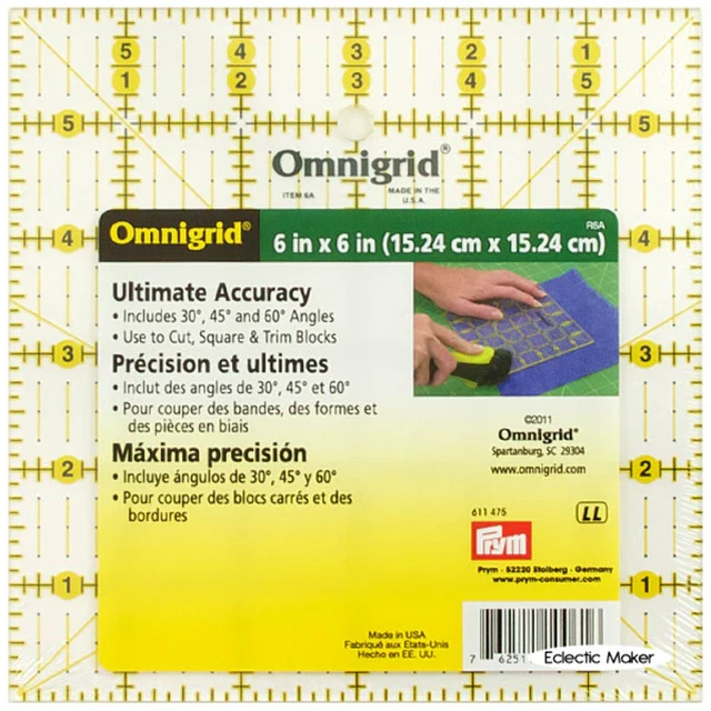 OMNIGRID 6& SQUARE, 6 x 6 inch Ultimate Accuracy Ruler, R6A $12.25 ...