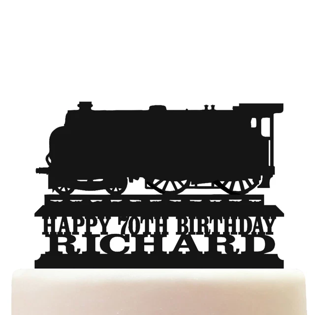 STEAM ENGINE CAKE Topper Decoration Personalised Acrylic 20th Century ...