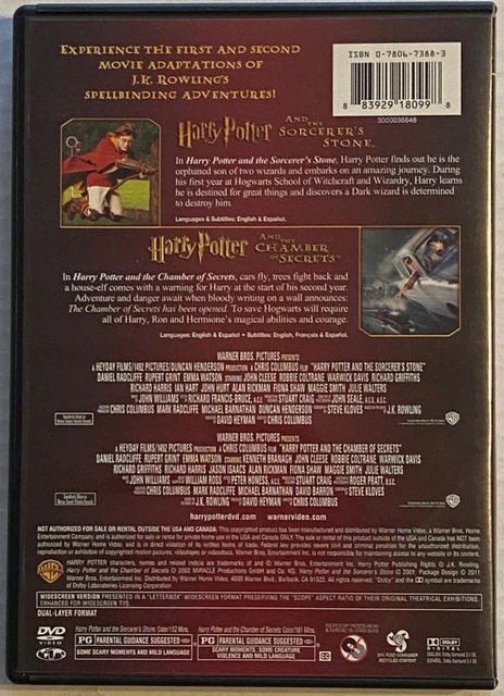 HARRY POTTER & Sorcerer's Stone/Chamber of Secrets Double Feature ...
