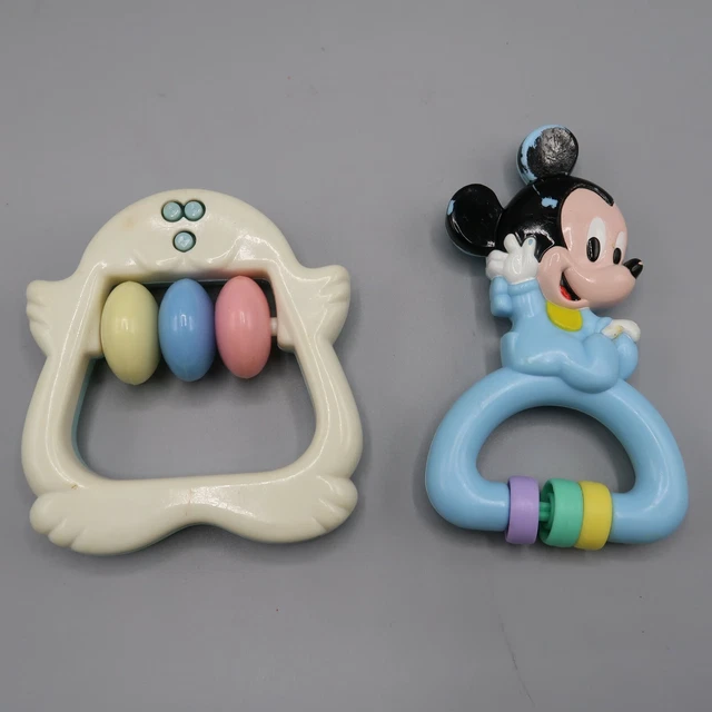 VINTAGE DISNEY BABIES Busy Beads Rattle Mickey Mouse & Ghost Playskool ...