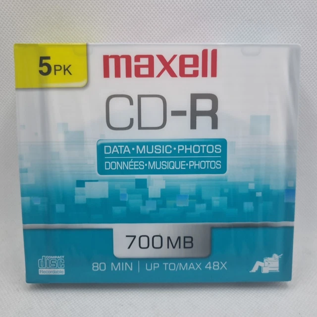 MAXELL 5PK BLANK Audio Data Recordable CD-R 80min 700MB Maxdata NEW ...