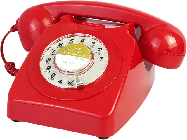 RED ROTARY DIAL Telephones 1980'S Classic Old Style Retro Landline Desk ...