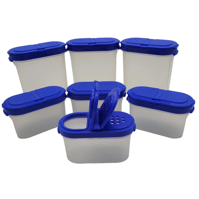 TUPPERWARE SPICE SHAKER Flip Top Mini Modular Mates Containers Blue Lot ...