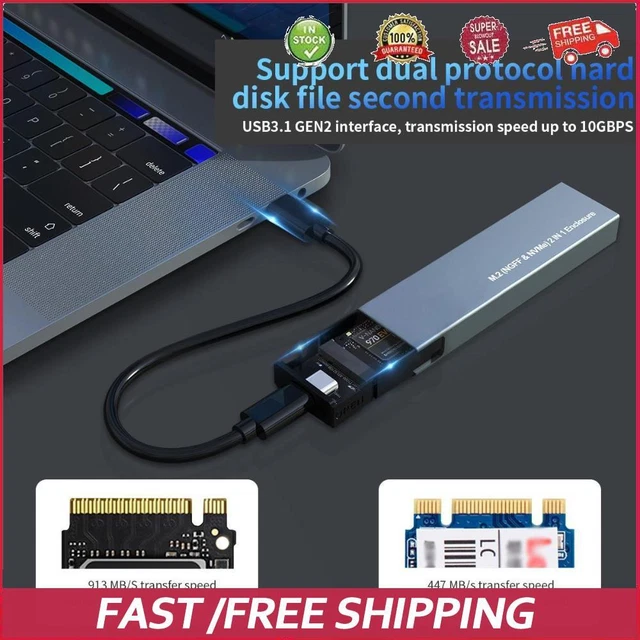 USB TYPE C M.2 SSD External Box NVME PCIE NGFF SATA M/B Key Hard Drive Enclosure EUR 20,48 ...