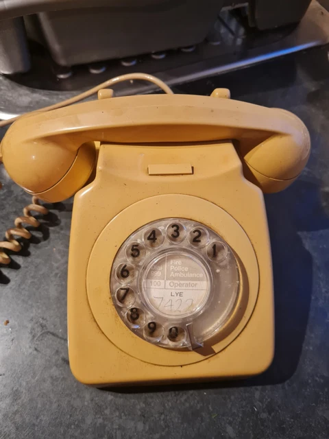 GENUINE VINTAGE OLD Style Rotary Dial Telephone, Yellow. Untested £17. ...