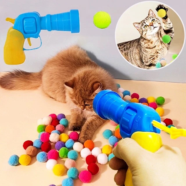 CAT TOY PLUSH Ball Launching Gun Cat Interactive Shooting Gun Plush ...