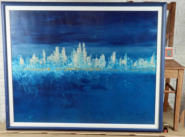 CHRISTIAN CLAEREBOUT * 1947 Acryl Gemälde New York Skyline 110x90cm abstrakt XXL EUR 275,00 ...