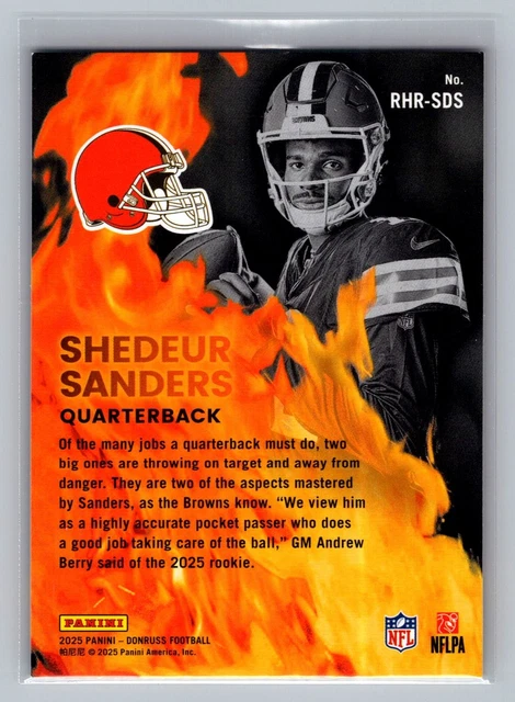 2025 DONRUSS SHEDEUR Sanders #RHR-SDS Red Hot Rookies Cleveland Browns ...