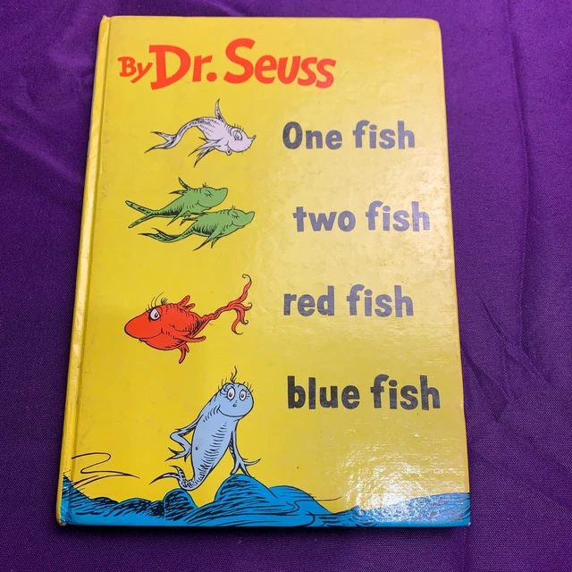 DR SEUSS ONE Fish Two Fish Red Fish Blue Fish Hardback Beginner Books ...