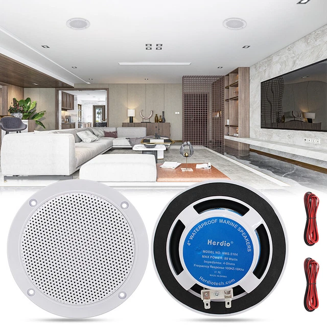 HERDIO 4& MARINE Waterproof Ceiling Speaker Bathroom Kitchen Boat ...
