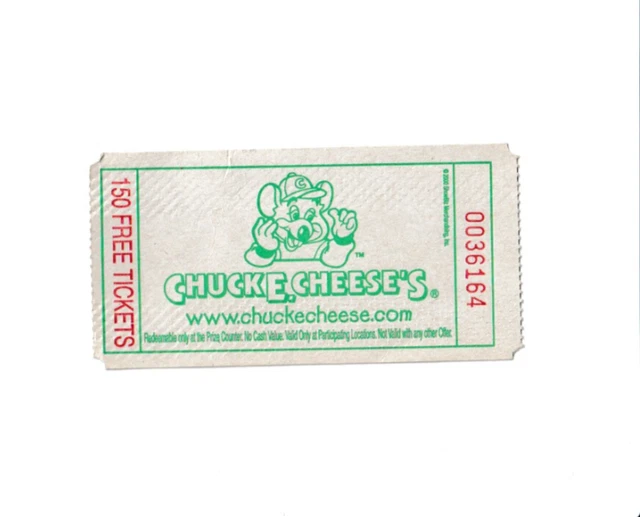RARE: CHUCK E. Cheese 150 Ticket 4" Large Original Prize Redeem 🏆🌟 £95. ...