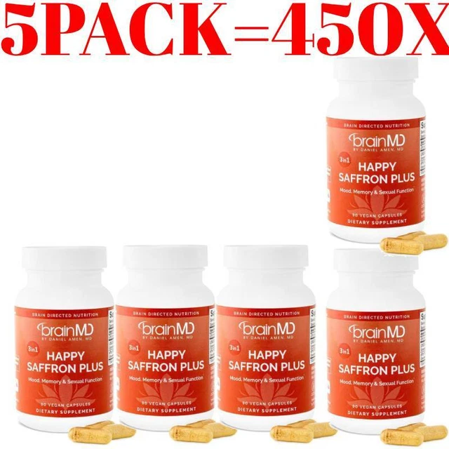 DR AMEN BRAINMD Happy Saffron Plus | 90 Capsules Saffron Flower Extract ...
