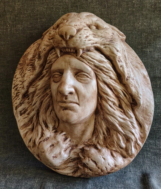 NATIVE AMERICAN 🤎 MAN Mountain Lion CERAMIC PANTHER Wall SCULPTURE ...