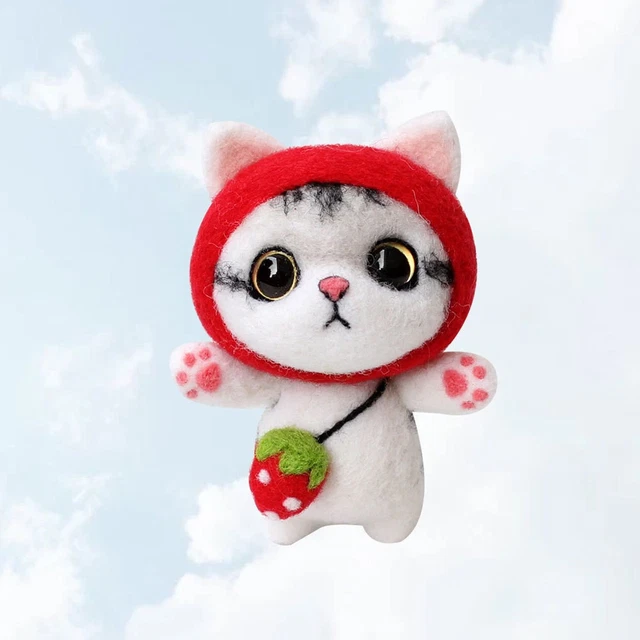 WOOL FELTING SUPPLIES Plush Cat Doll Cartoon Needle Felting Kit $22.64 ...