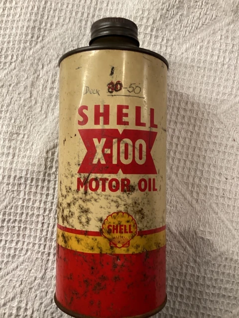 VINTAGE SHELL X100 Oil Tin (empty) £21.99 - PicClick UK
