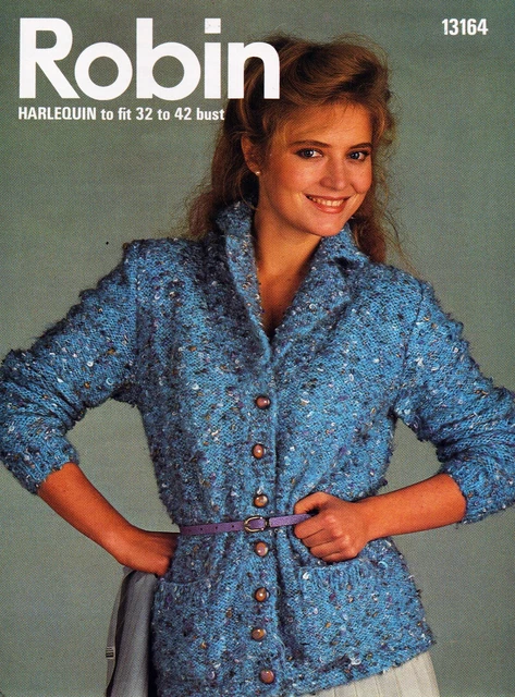 ~ ROBIN KNITTING Pattern For Lady's Mohair Rever Collar Jacket ~ 32 ...