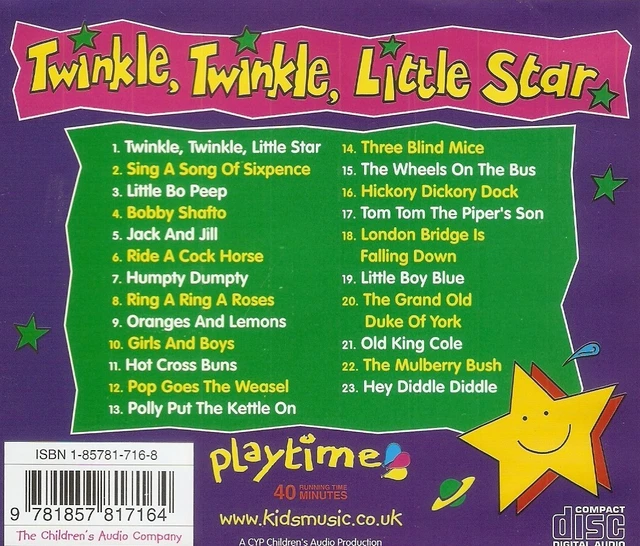 TWINKLE, TWINKLE, LITTLE Star (1xCD Audiobook 2003) Fun Sing-along ...