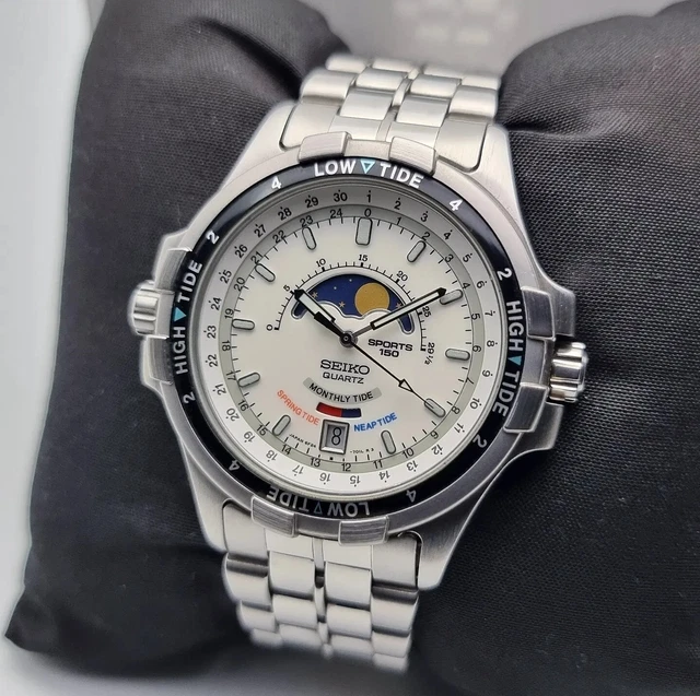 SEIKO SPORTS 150 TideMaster Moonphase 6F24-7010 Superbe Condizioni ...