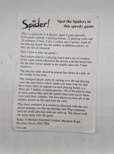 SPIDER! BOARD GAME - Michael Stanfield - BBC Television - Rare ...