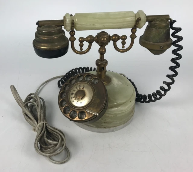 VINTAGE ONYX & Brass Rotary Dial Telephone - Untested £36.00 - PicClick UK