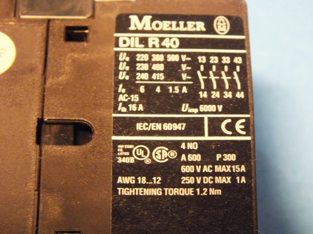 KLOCKNER MOELLER DIL R40 230V/50Hz-240V/60Hz System Schützrelais EUR 23 ...