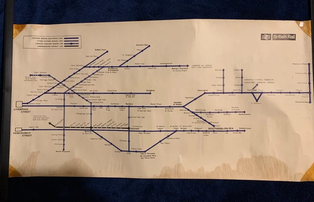 1960/70S BRITISH RAIL Eastern Region Line Map for mainline carriage ...