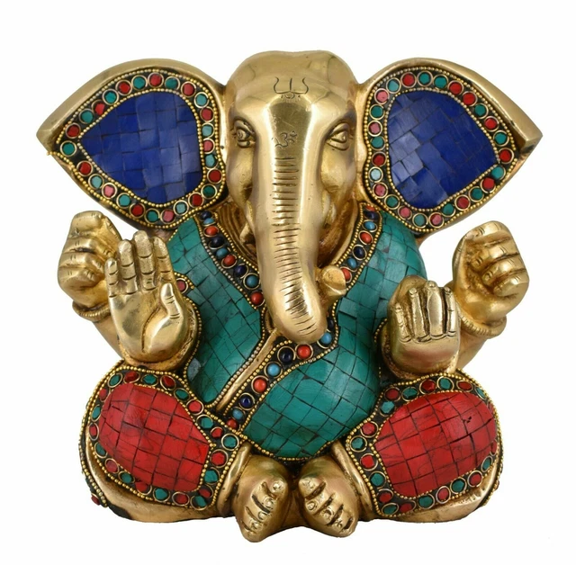 WHITEWHALE LORD GANESH Brass Idol Ganesha Statue Elephant God Home ...