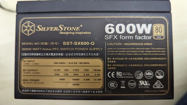 SILVERSTONE SST-SX600-G 600W Modular SFX Power Supply Mini-ITX Small ...