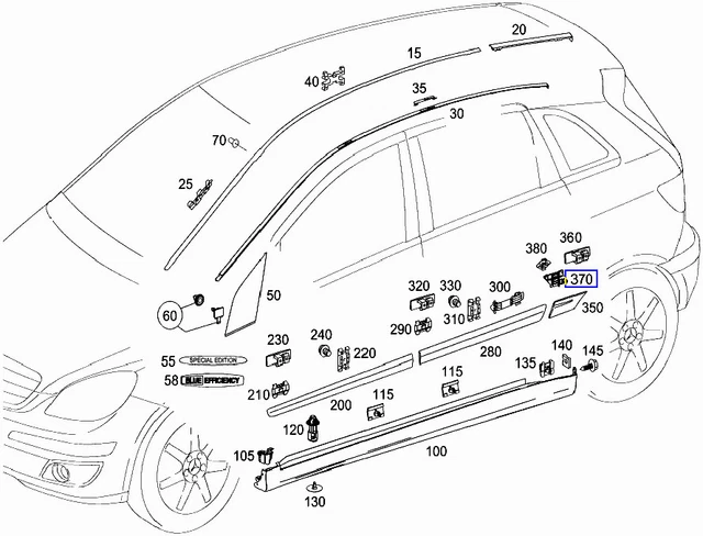 MERCEDES W245 KAROSSERIEVERKLEIDUNG Panel Clip Klemme Halterung ...