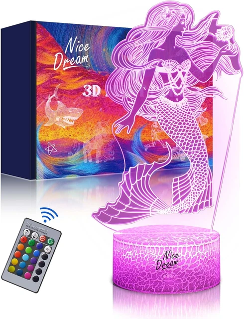 NICE DREAM MERMAID Night Light for Kids, 3D Night Lamp, 16 Colors ...
