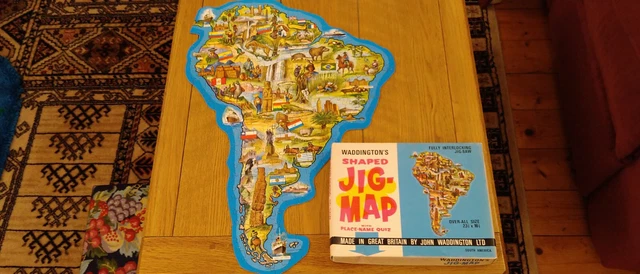 VINTAGE WADDINGTONS JIG MAP JIGSAW SOUTH AMERICA COMPLETE, No 558 £5.99 ...