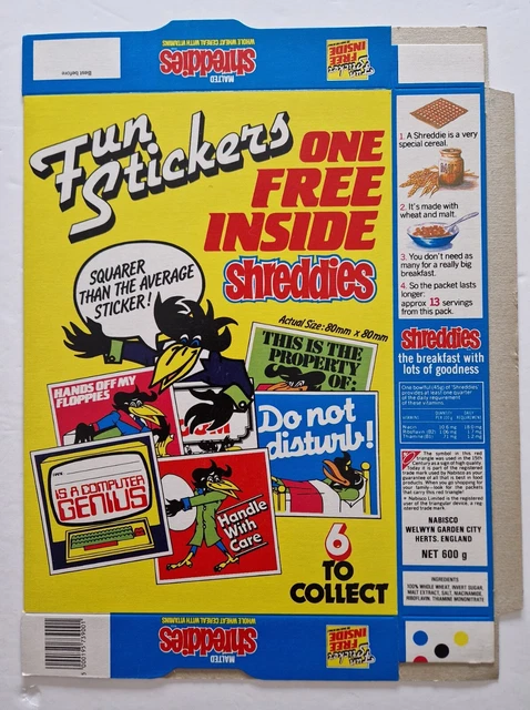 1984 NABISCO CEREAL Shreddies Fun Stickers Mint Packet £11.11 - PicClick UK