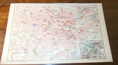 HISTORISCHER STADTPLAN/STADTKARTE 1898 " Stuttgart " original EUR 9,40 ...
