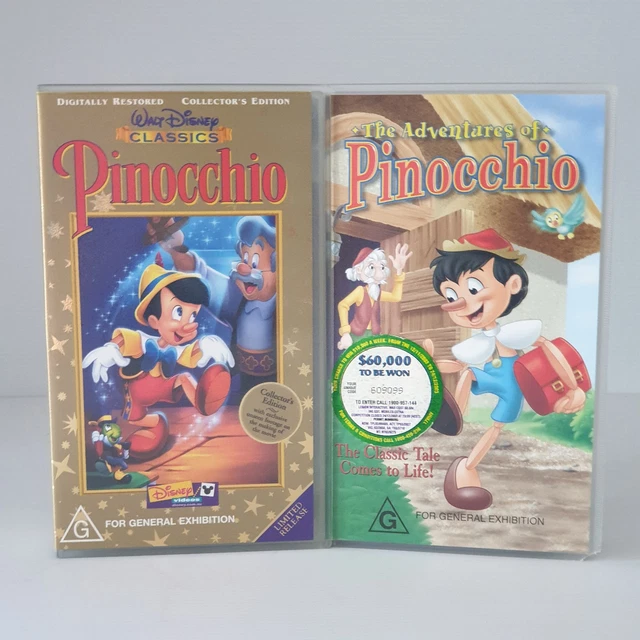 PINOCCHIO VHS BUNDLE Animation Movie Childrens Film PAL G Rated Vintage ...