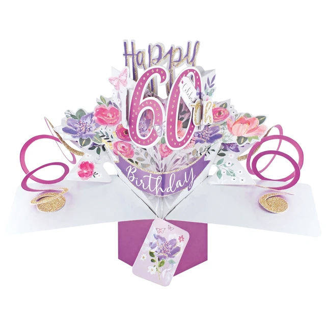 60th Birthday Card 3d Pop Up Card Female Sister Mum Gran T Card £5