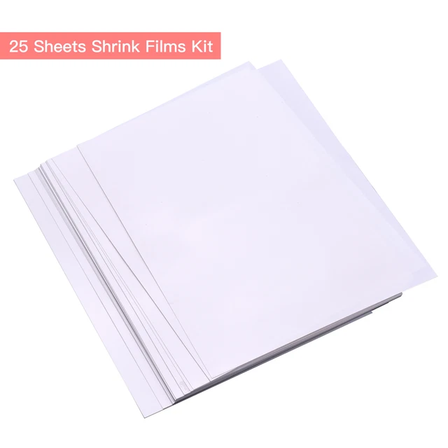 25 SHEETS WHITE Printable Shrink Films Kit Shrinky Art Film Paper B8X0 ...