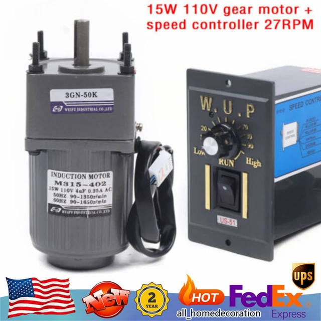 27 RPM HIGH Torque Gear Motor AC Electric Motor Variable Speed ...