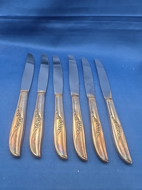 LOT OF 6 Oneida/Wm Rogers JENNIFER-ADA Silverplate Dinner Knives 9" $25 ...