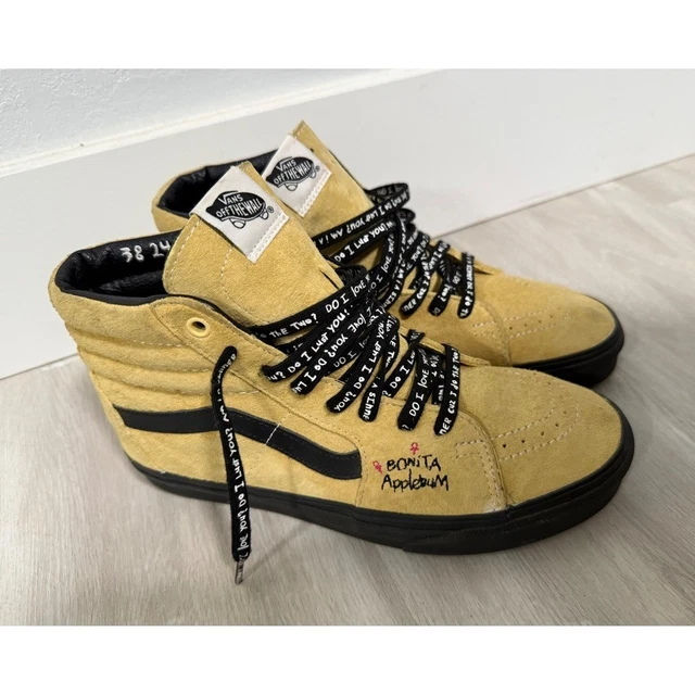 VANS SK8 HI Yellow Suede Mens Shoes Custom Artwork Bonita Applebum Size ...