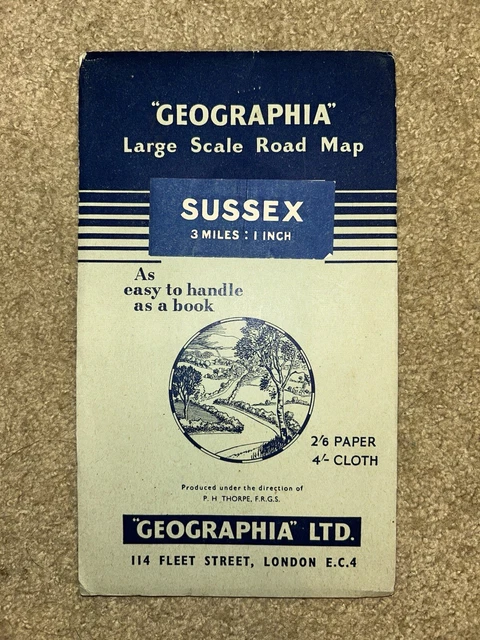 GEOGRAPHIA LARGE SCALE Road Map of Sussex £8.00 - PicClick UK