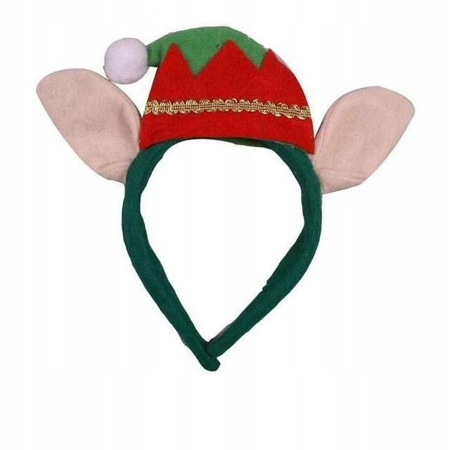 ELF HAT HEADBAND with Ears & Pom-pom - Festive Christmas Party Costume ...