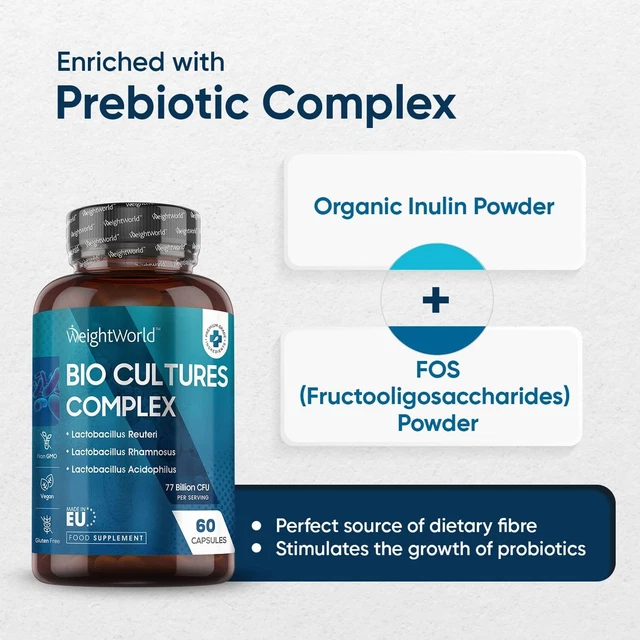 BIO CULTURES COMPLEX Probiotics and Prebiotics - 77 Billion CFU - 20 ...