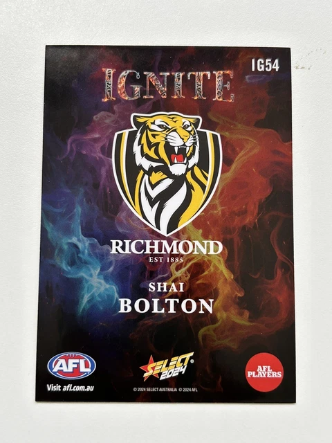 2024 AFL SELECT Footy Stars Ignite SHAI BOLTON Richmond IG54 $10.00 ...